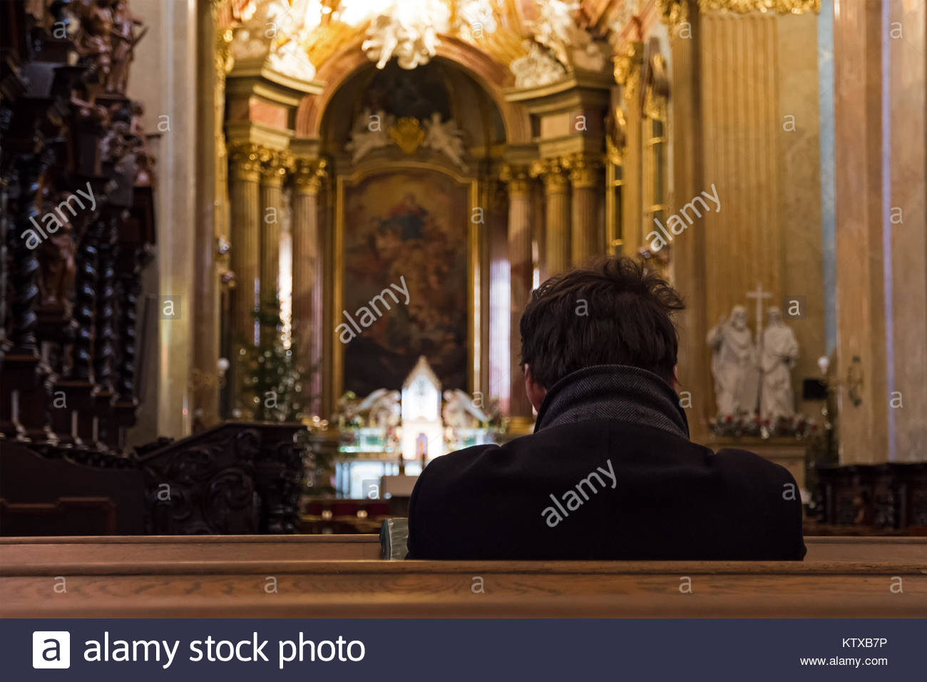 Praying Alone Catholic Church Stock Photos & Praying Alone Catholic ...