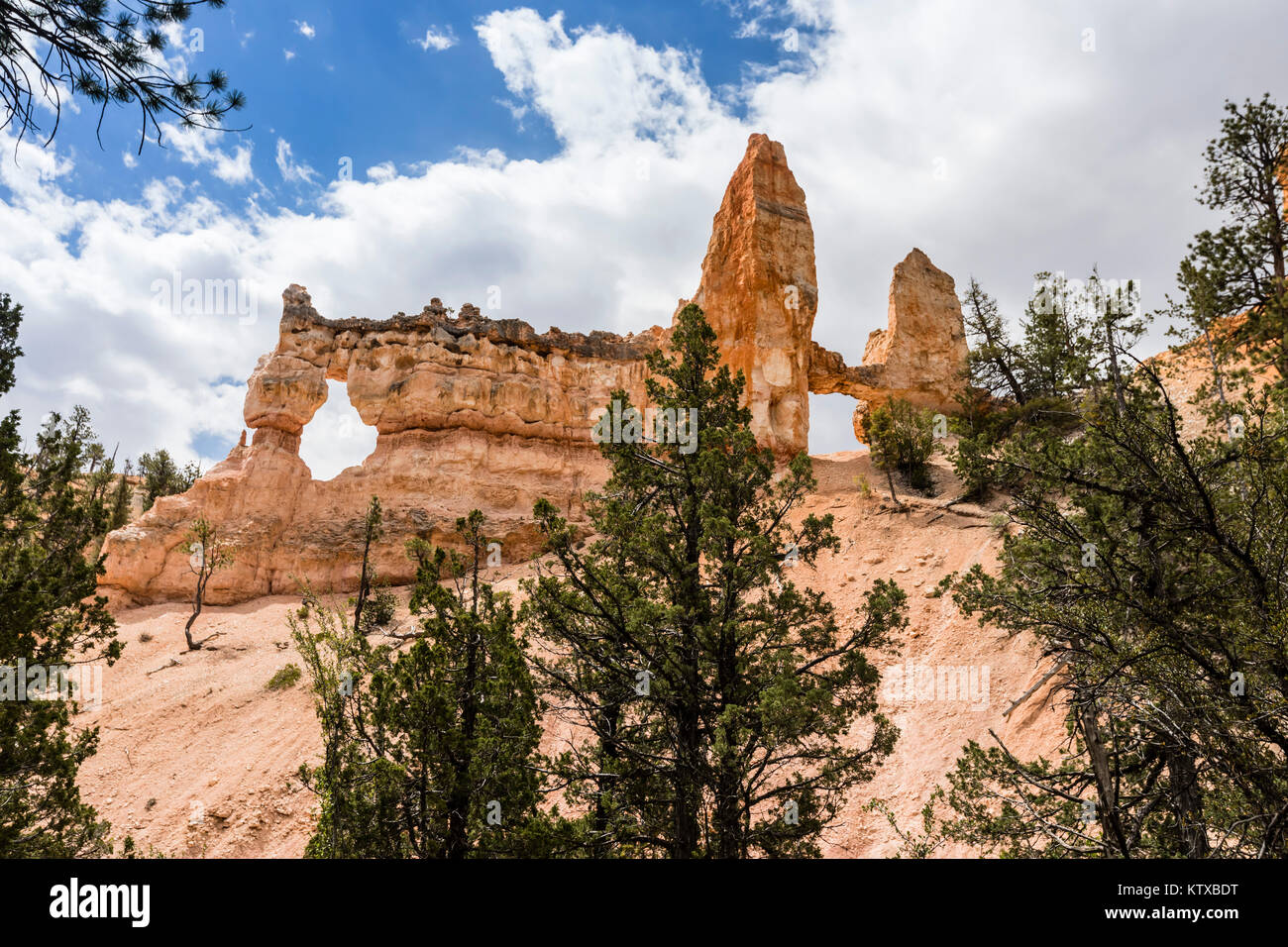 View of Two Towers Bridge from the Fairyland Trail in Bryce Canyon ...
