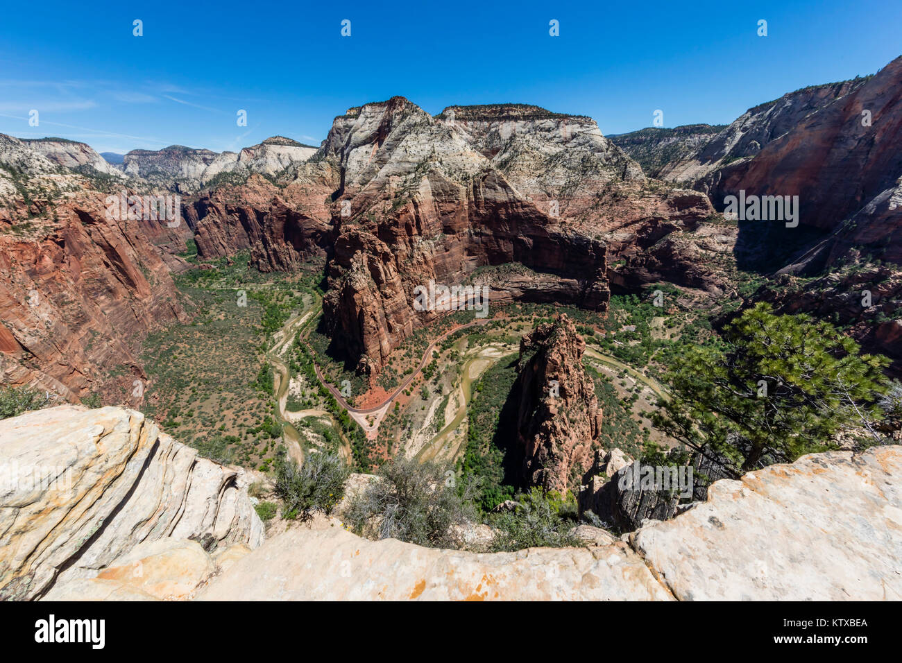 View of the valley floor from Angel's Landing Trail in Zion National ...