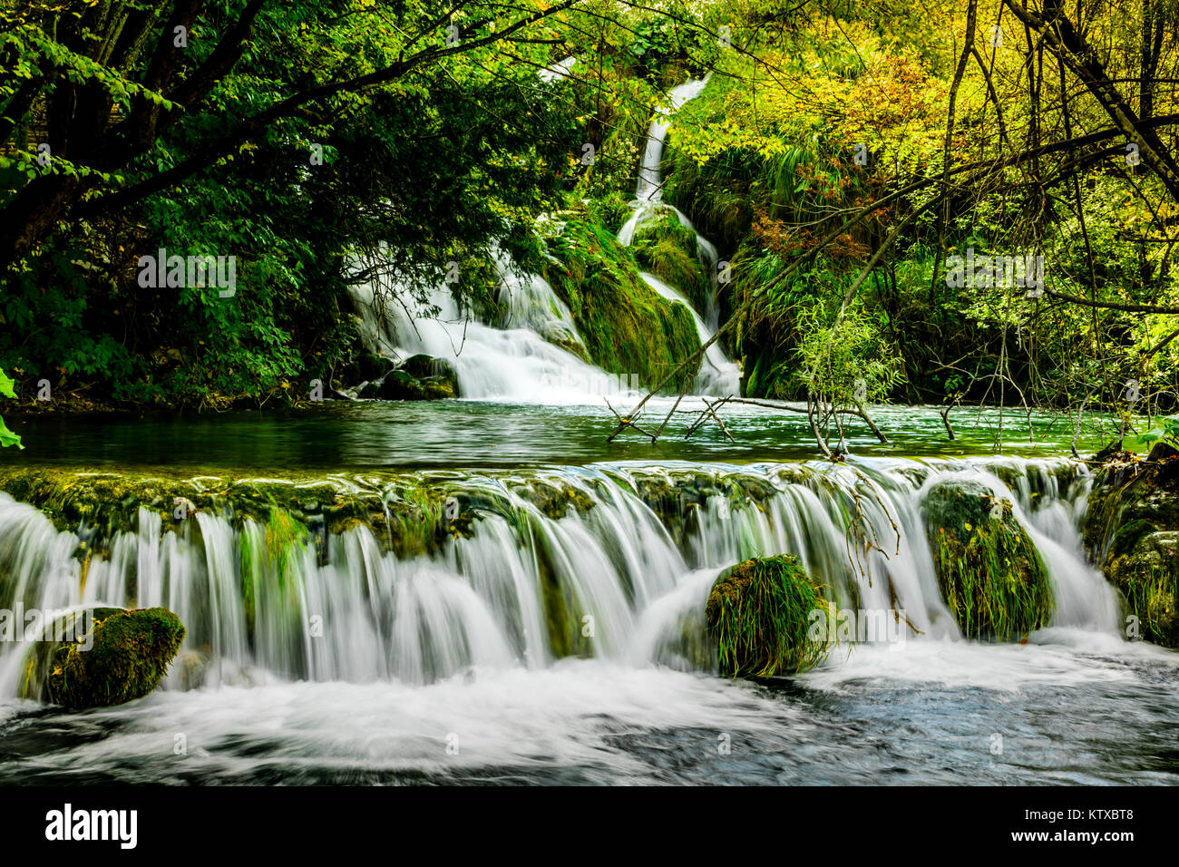 Waterfall in Plitvice Lakes National Park, UNESCO World Heritage Site ...