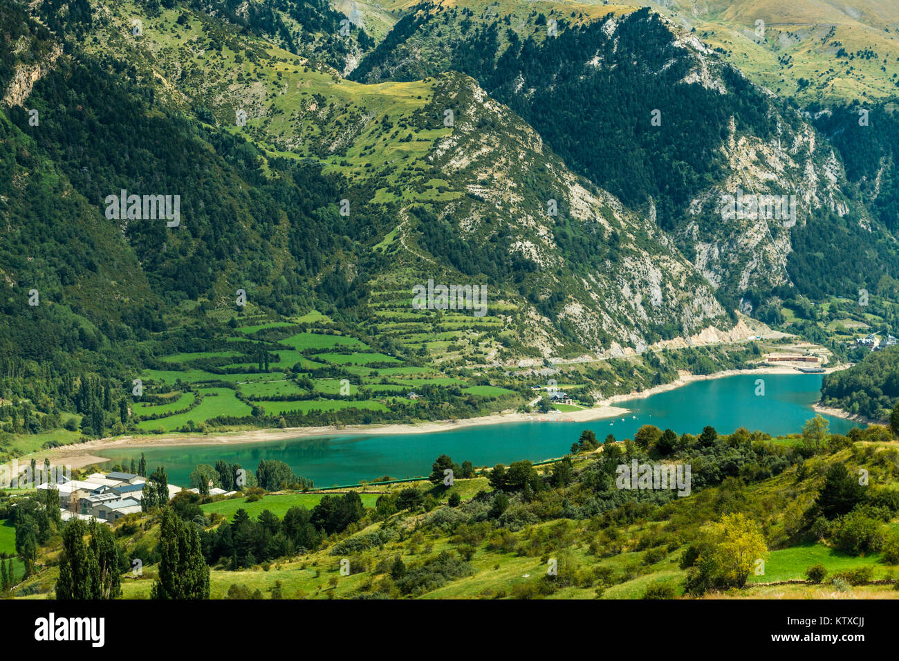 Lake Lanuza reservoir in the scenic upper Tena Valley of the Aragon ...
