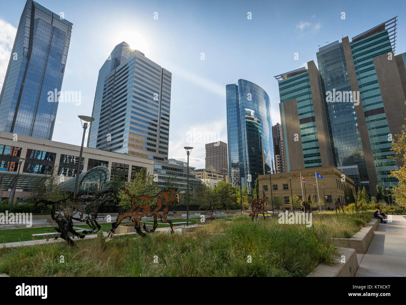 View of the Courthouse in Courthouse Park and surrounding urban office ...