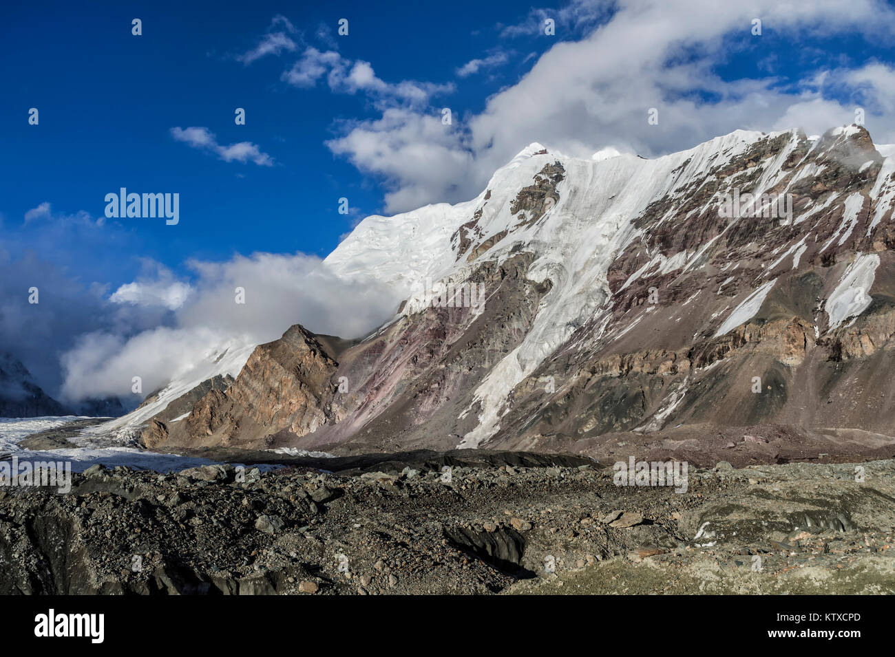 Engilchek Glacier and Khan Tengri Mountain, Central Tian Shan Mountain ...
