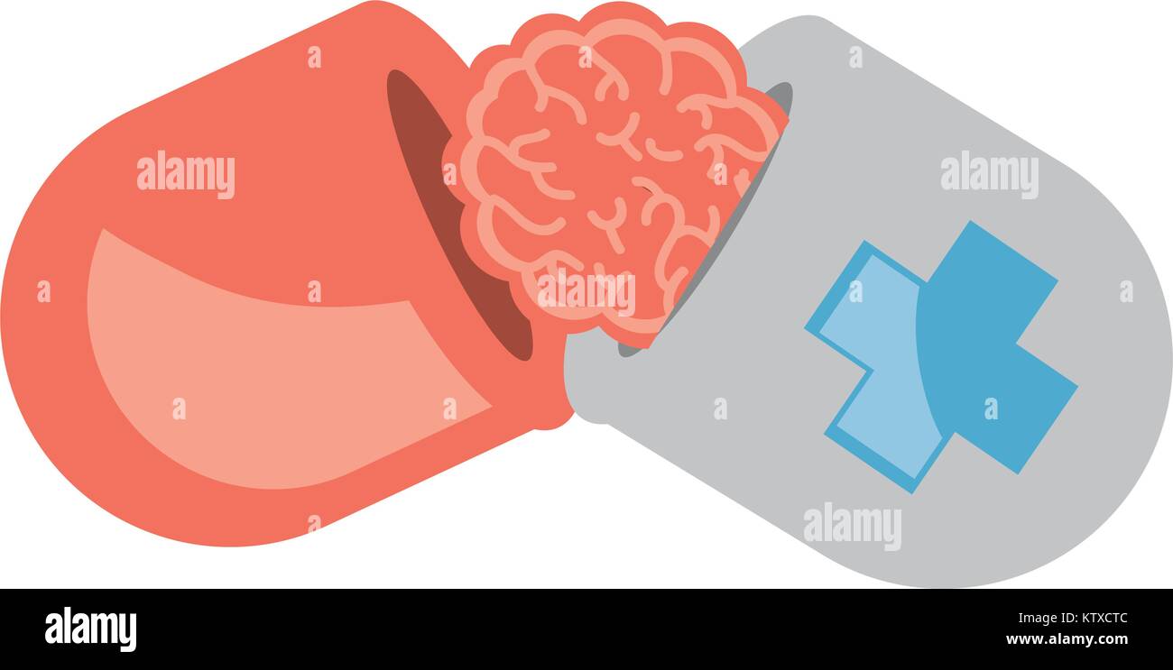 pill and brain icon Stock Vector Image & Art - Alamy