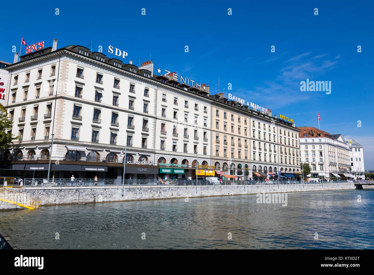 Promenade at River Rhone, Geneva, Switzerland, Europe Stock Photo - Alamy