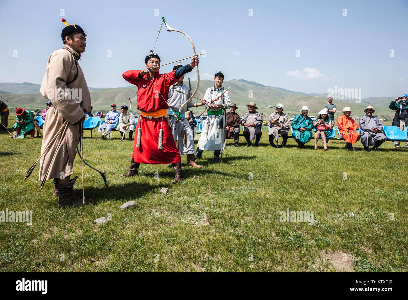 Archery at Naadam Festival, Mongolia, Central Asia, Asia Stock Photo ...