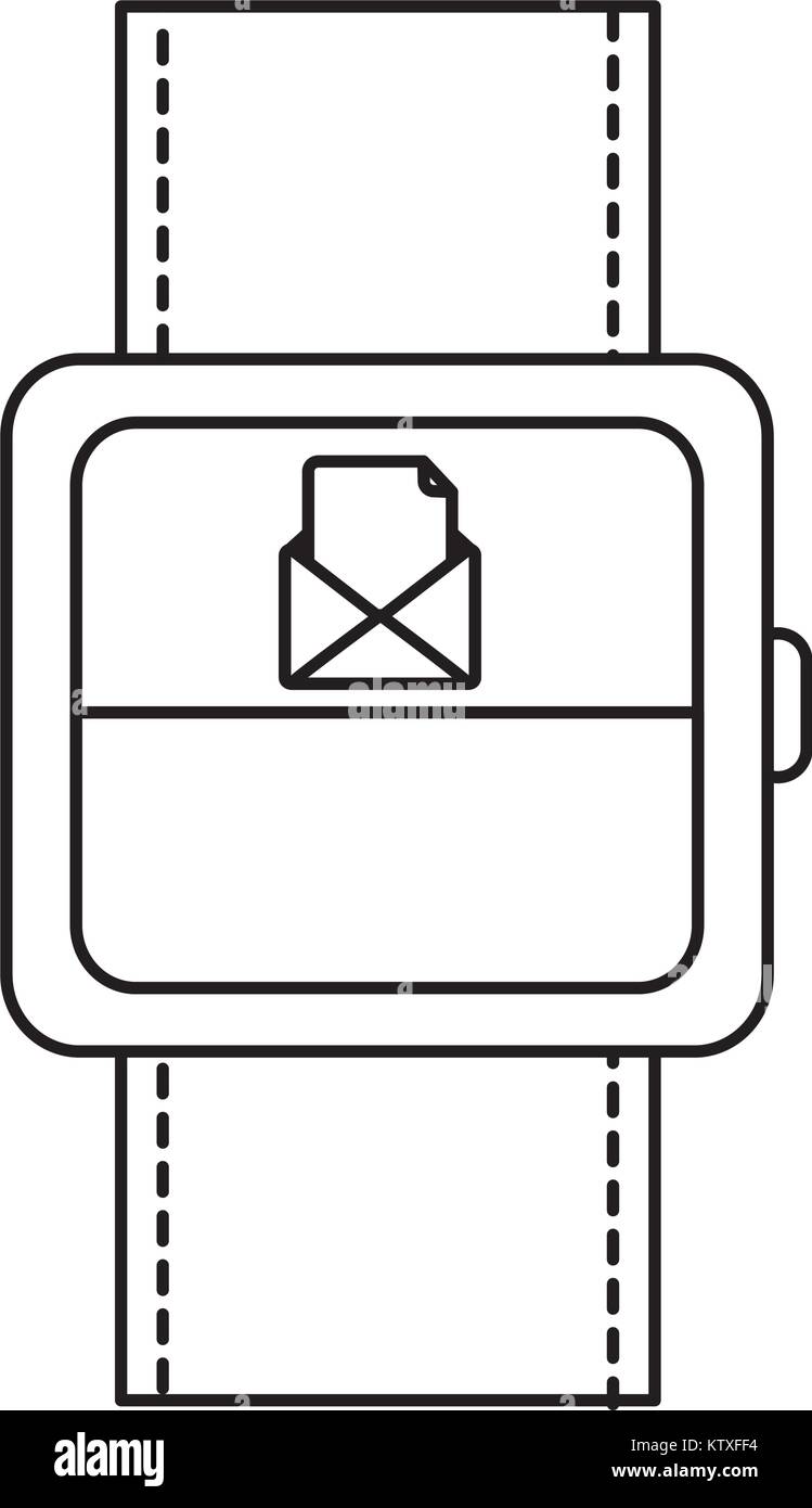 smartwatch with open message envelope on screen icon image Stock Vector ...