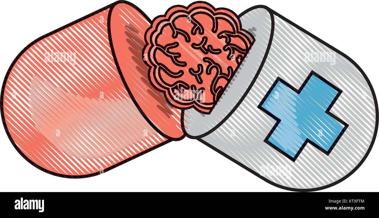 pill and brain icon Stock Vector Image & Art - Alamy