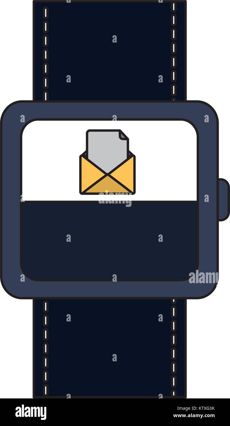 smartwatch with open message envelope on screen icon image Stock Vector ...