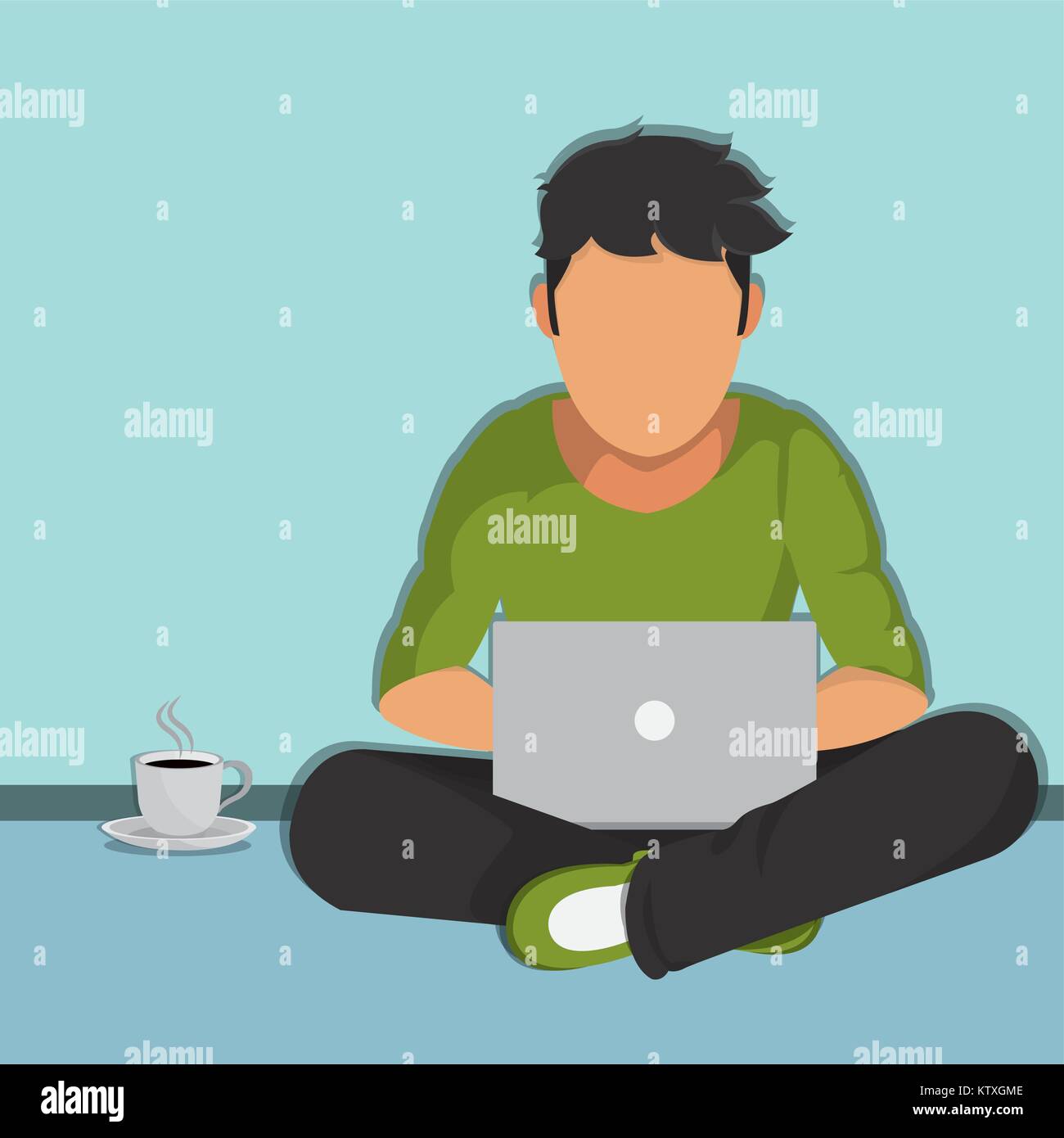 Man laptop in library Stock Vector Images - Alamy