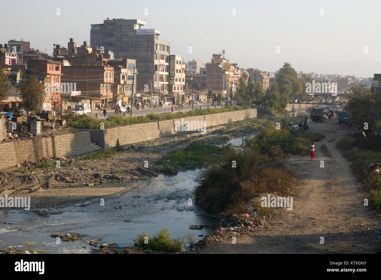 The Bisnumati River in winter flowing through Kathmandu, Nepal Stock ...