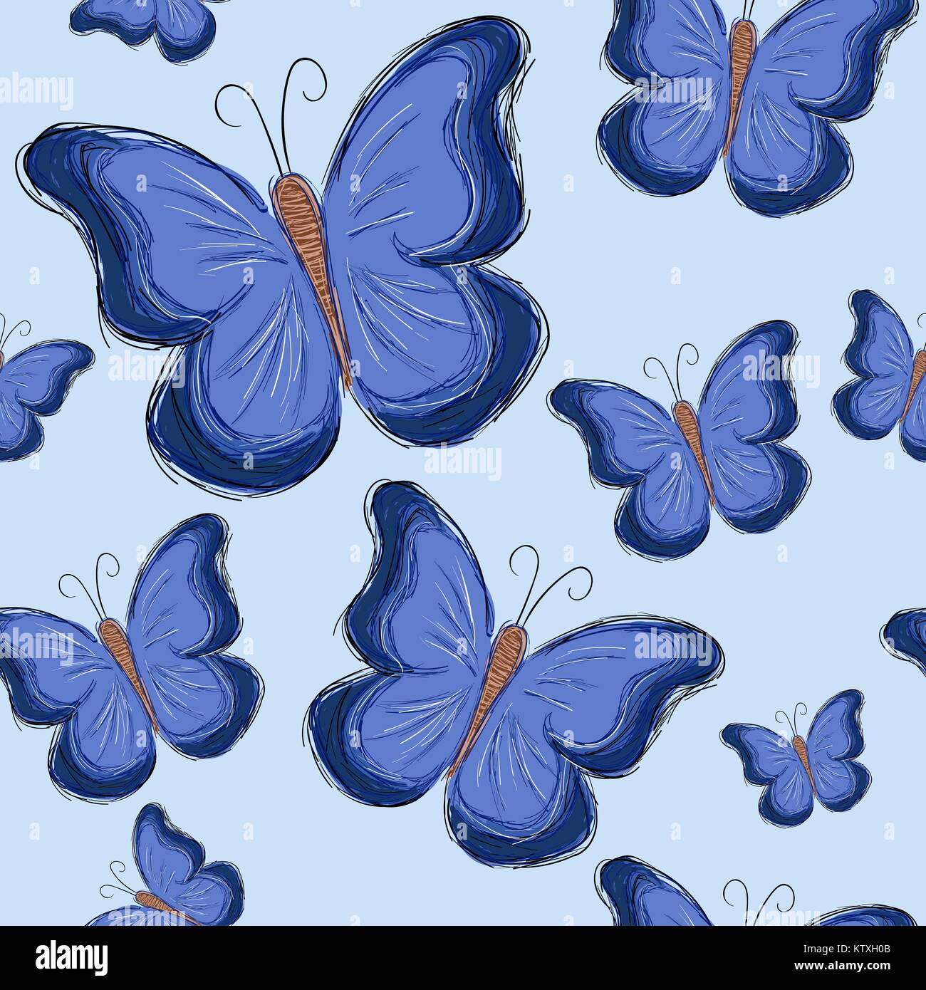 seamless pattern with blue butterfly Stock Vector Image & Art - Alamy