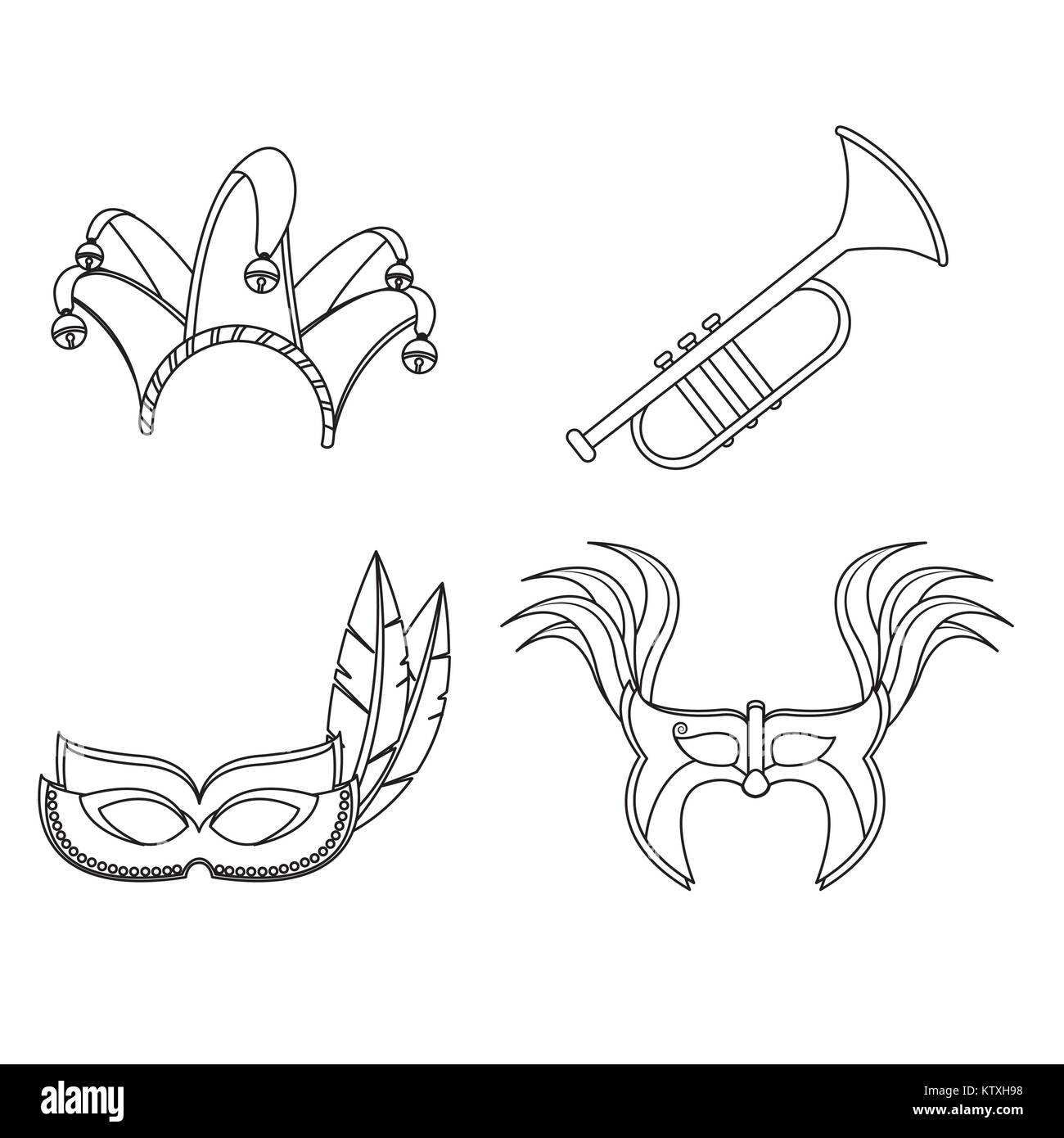 Mardi Gras Black And White Clip Art