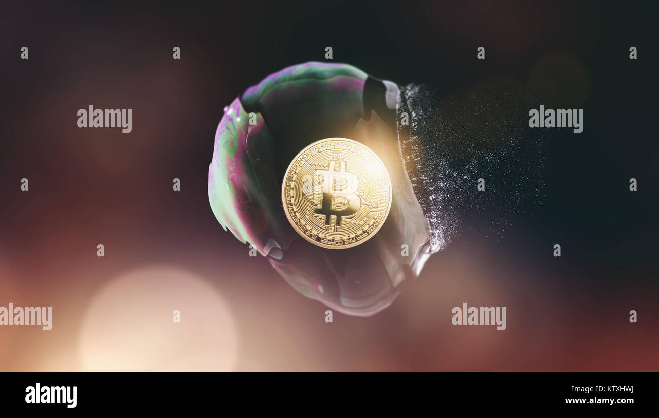 Bitcoin bubble burst - Bitcoin-Crash - digital cryptocurrency concept ...