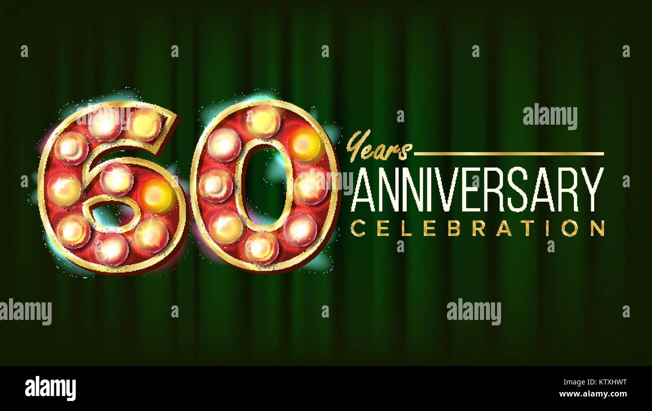 60 Years Anniversary Banner Vector. Sixty, Sixtieth Celebration. 3D ...