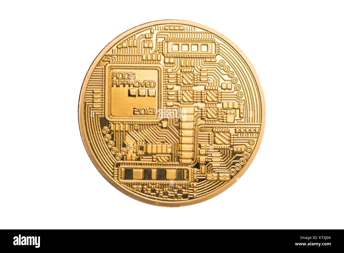 golden bitcoin backside isolated on white background Stock Photo - Alamy