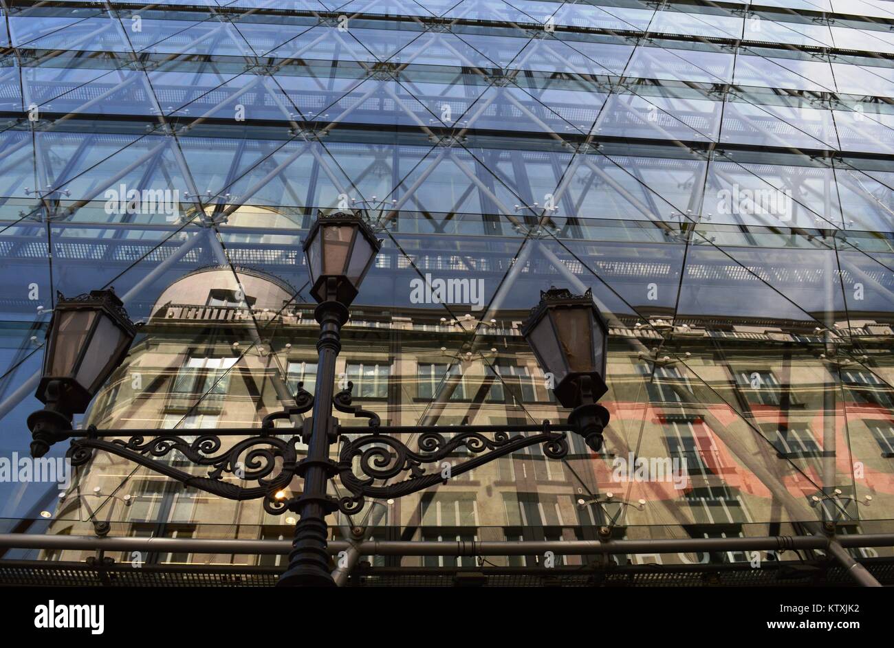 reflection on glass and lamp Stock Photo - Alamy