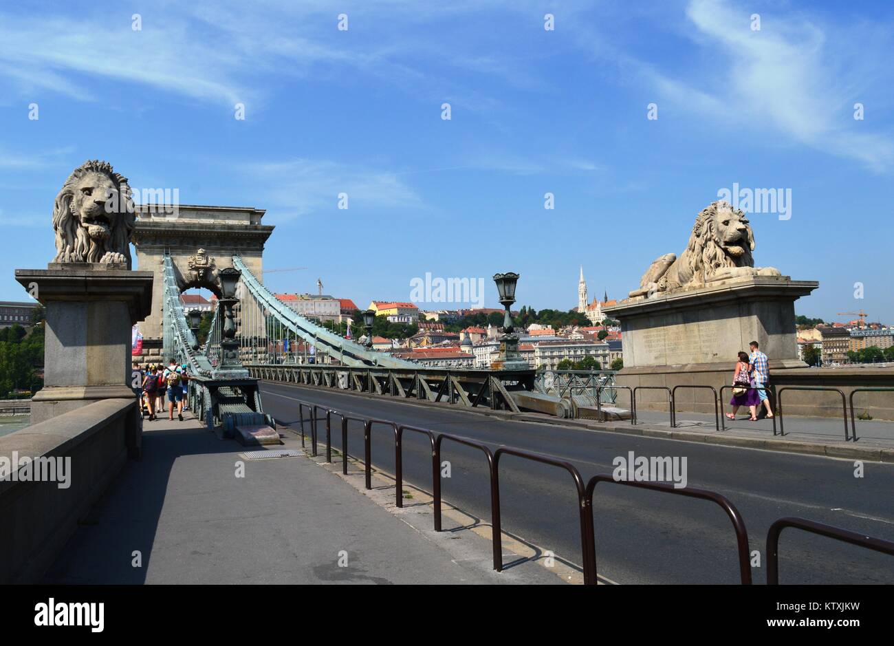 statues of lions on the bridge Stock Photo - Alamy