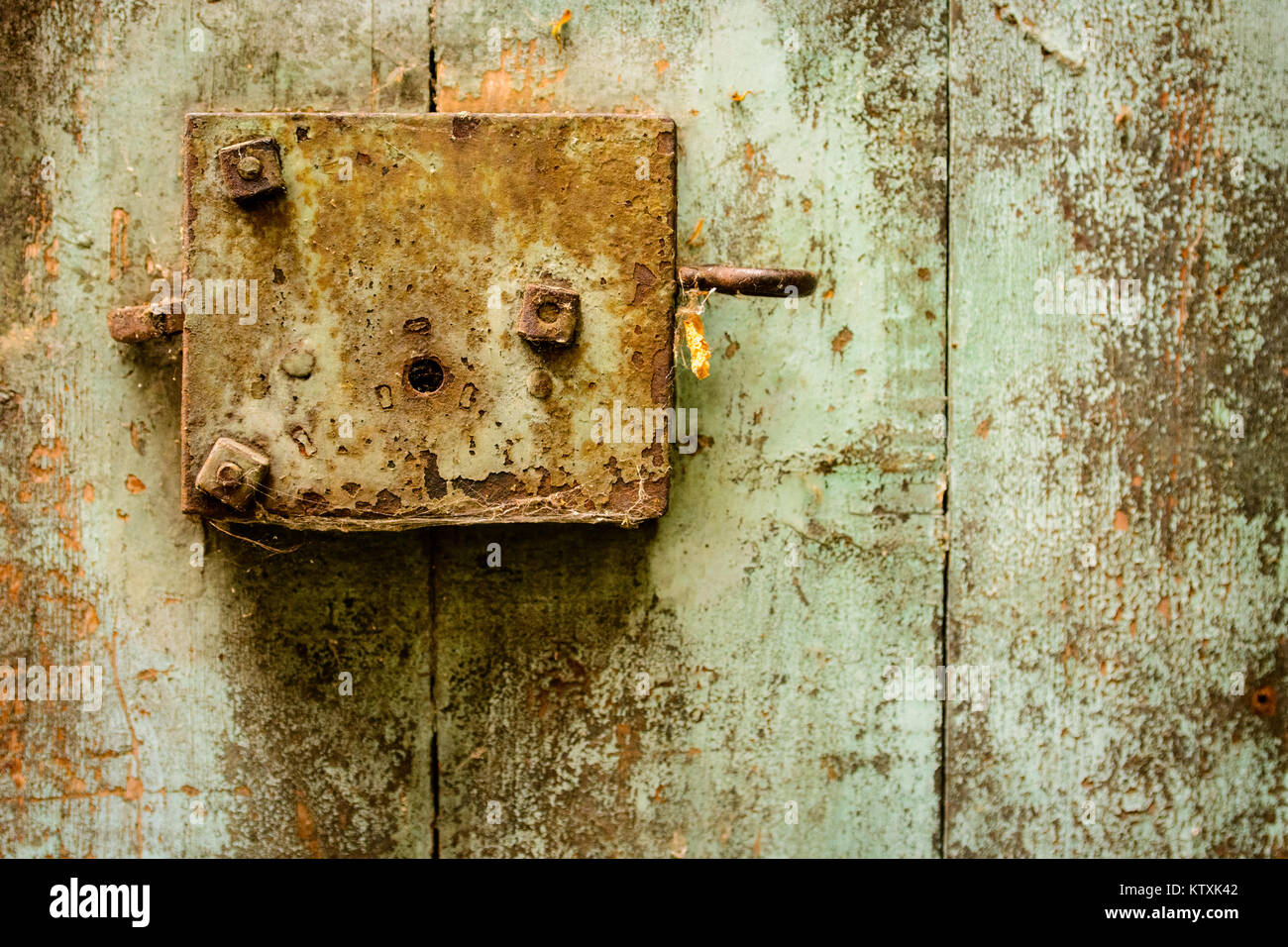 Old Door and rusty door lock in Green and Brown Stock Photo - Alamy