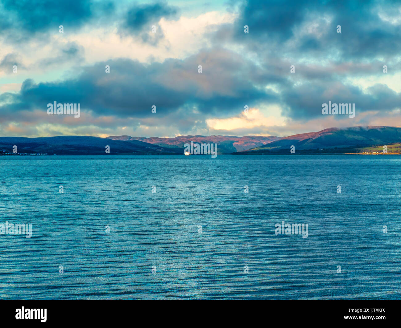 From Largs North Promenade looking over to Bute and the Rothesay ferry ...
