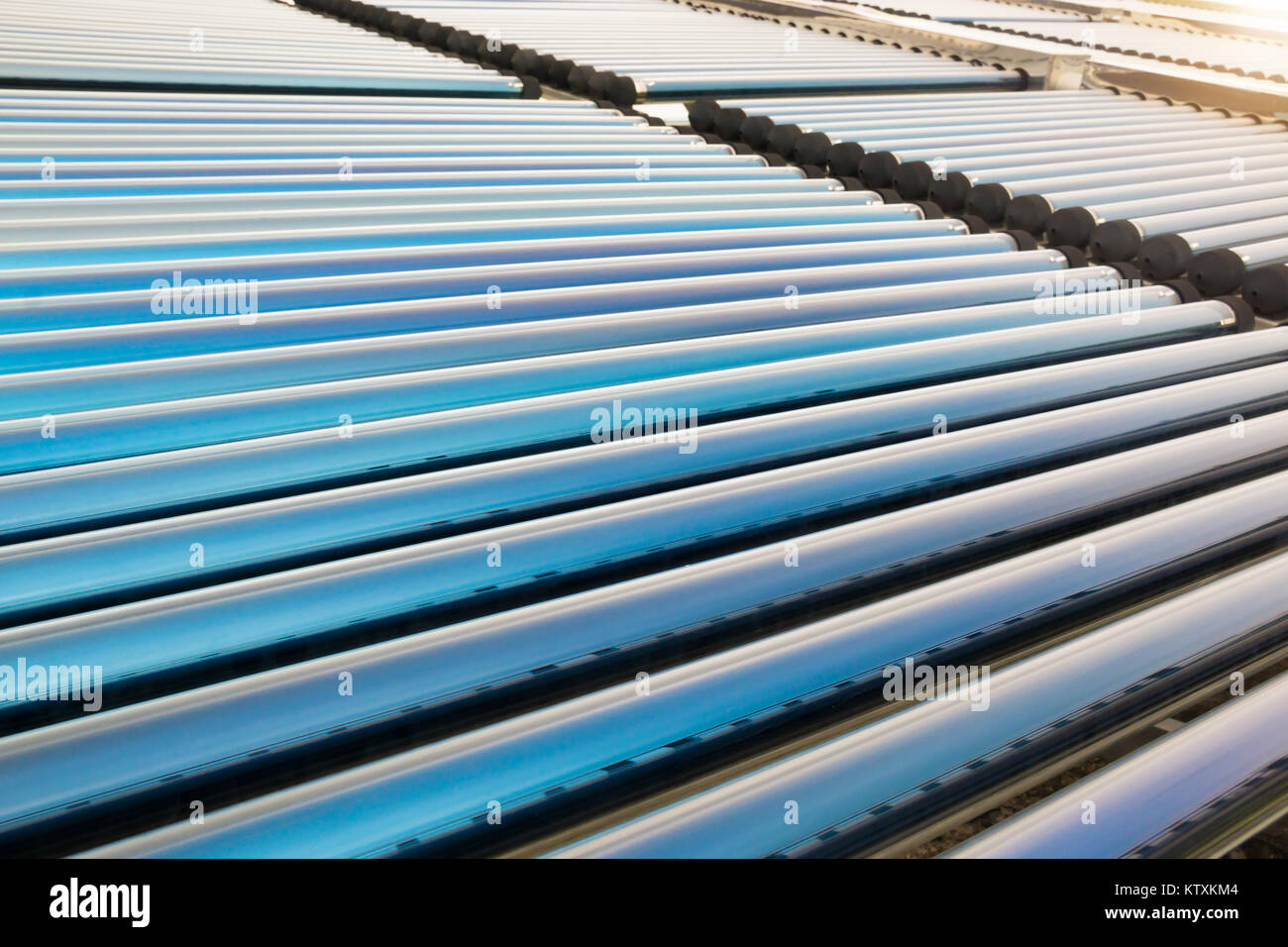 Vacuum tube collectors of solar water heating system on the roof Stock ...