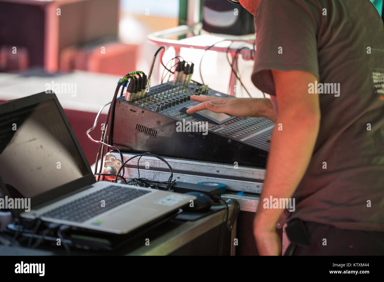 Sound Engineer works with Professional Sound System Mixing Audio ...