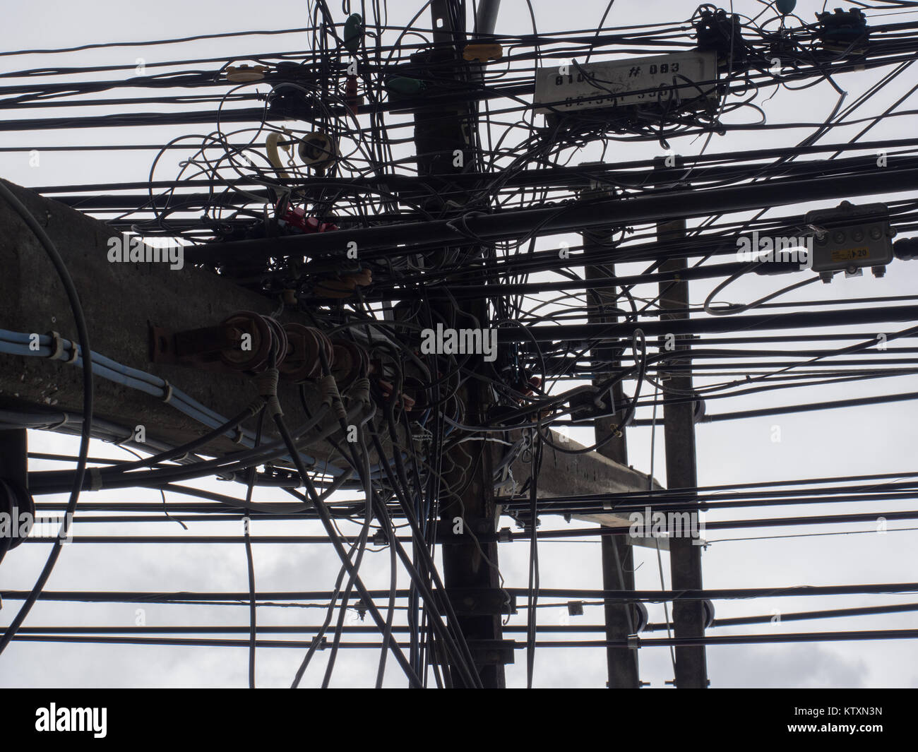 Pole Mess Wires High Resolution Stock Photography and Images - Alamy