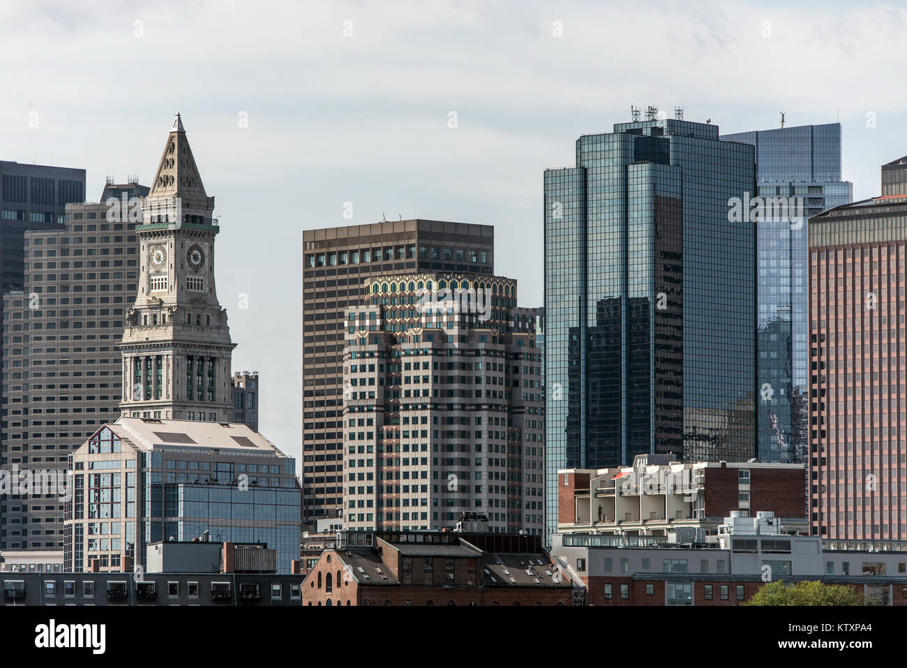 View of the historic Custom House skyscraper clock tower in skyline of ...