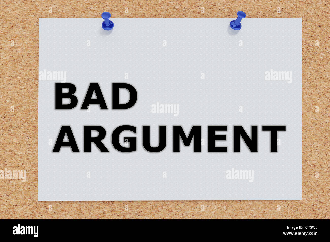3D illustration of BAD ARGUMENT on cork board Stock Photo - Alamy
