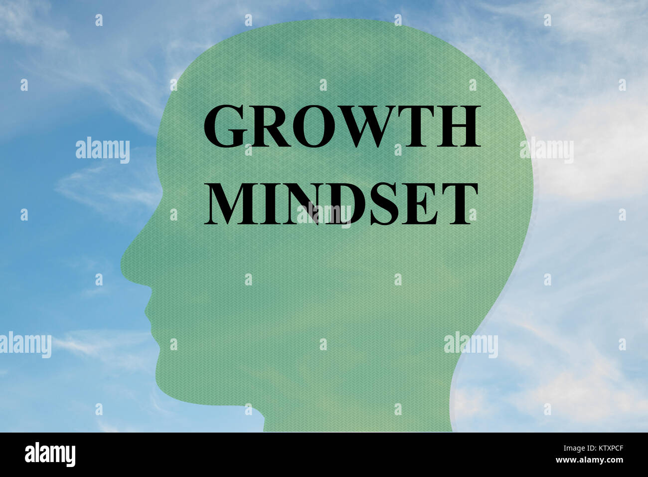 Render illustration of GROWTH MINDSET title on head silhouette, with ...