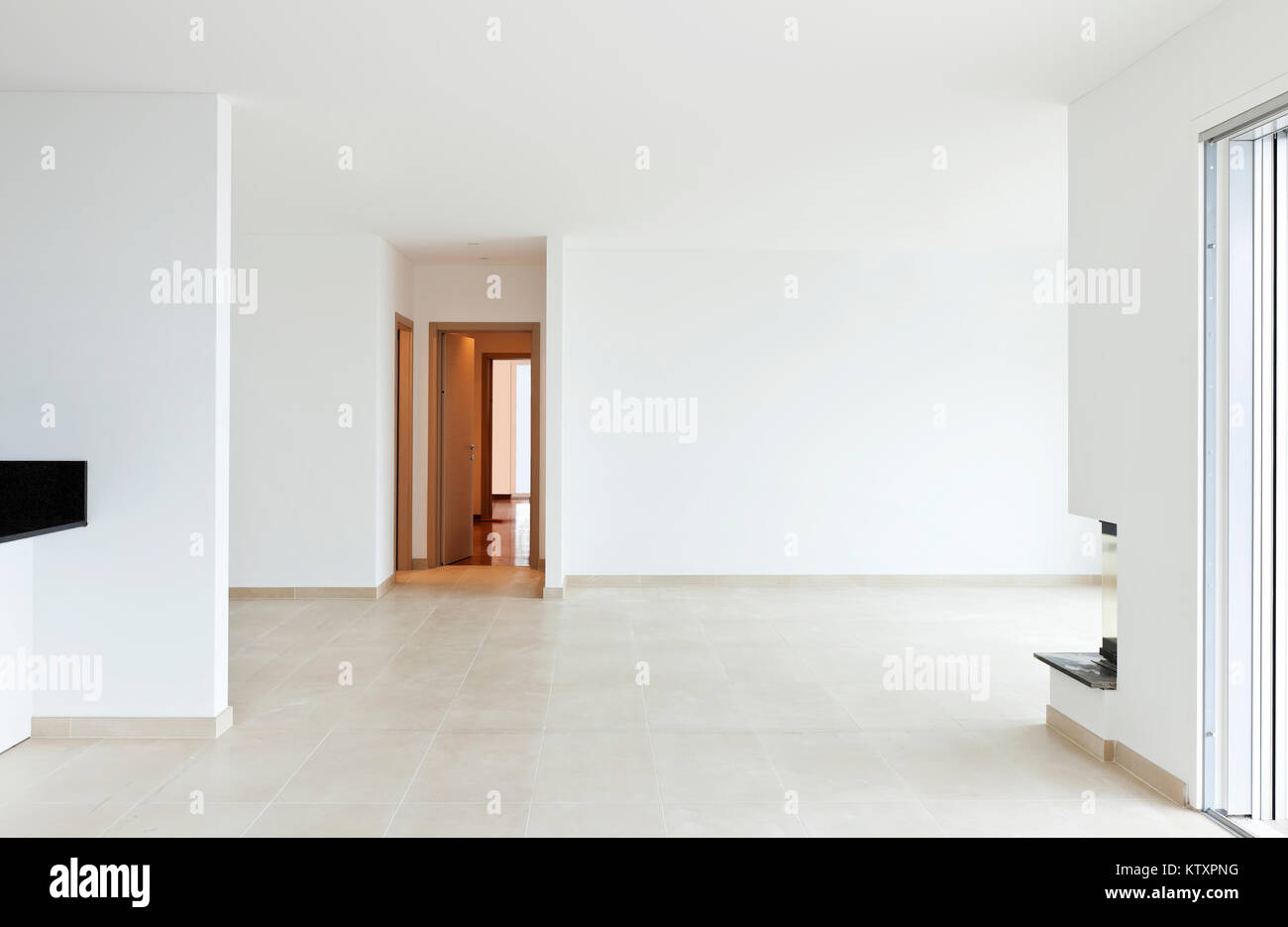new modern apartment, wide living room interior Stock Photo - Alamy