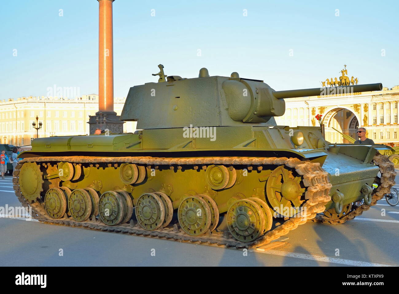 Soviet heavy tank KV-1 Klim Voroshilov on the background of th Stock ...
