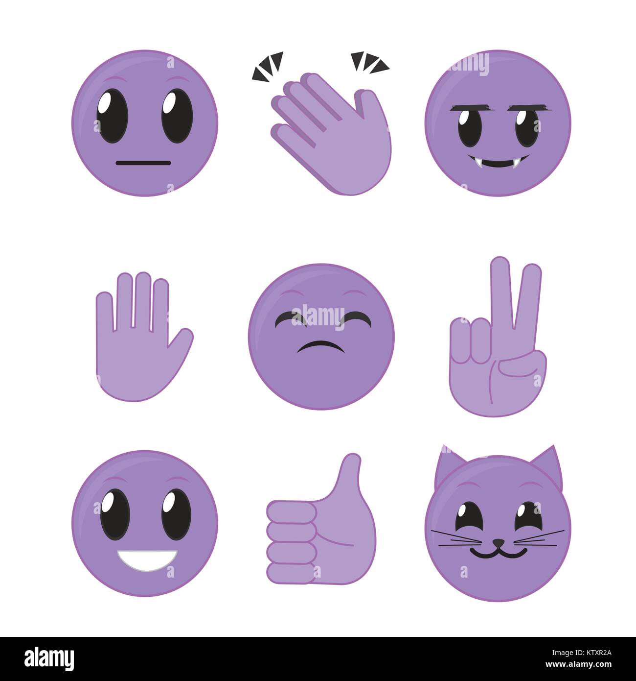 Purple emoticon icon set Stock Vector Image & Art - Alamy