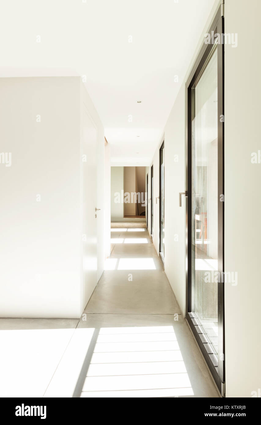 Beautiful modern house, view the corridor Stock Photo - Alamy