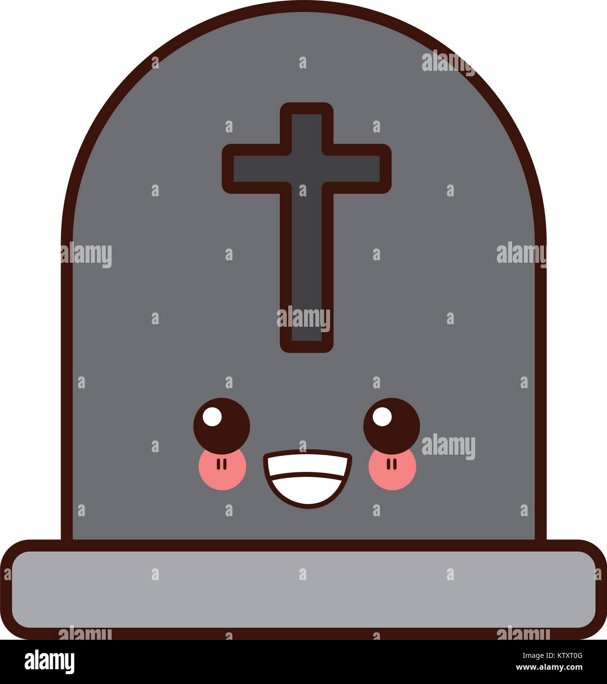 Cemetery tombstone isolated cute kawaii cartoon Stock Vector Image ...