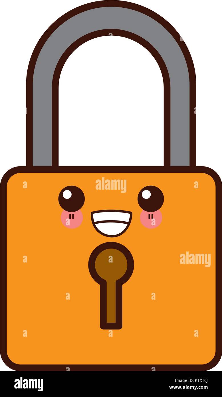 Security padlock symbol cute kawaii cartoon Stock Vector Image & Art ...