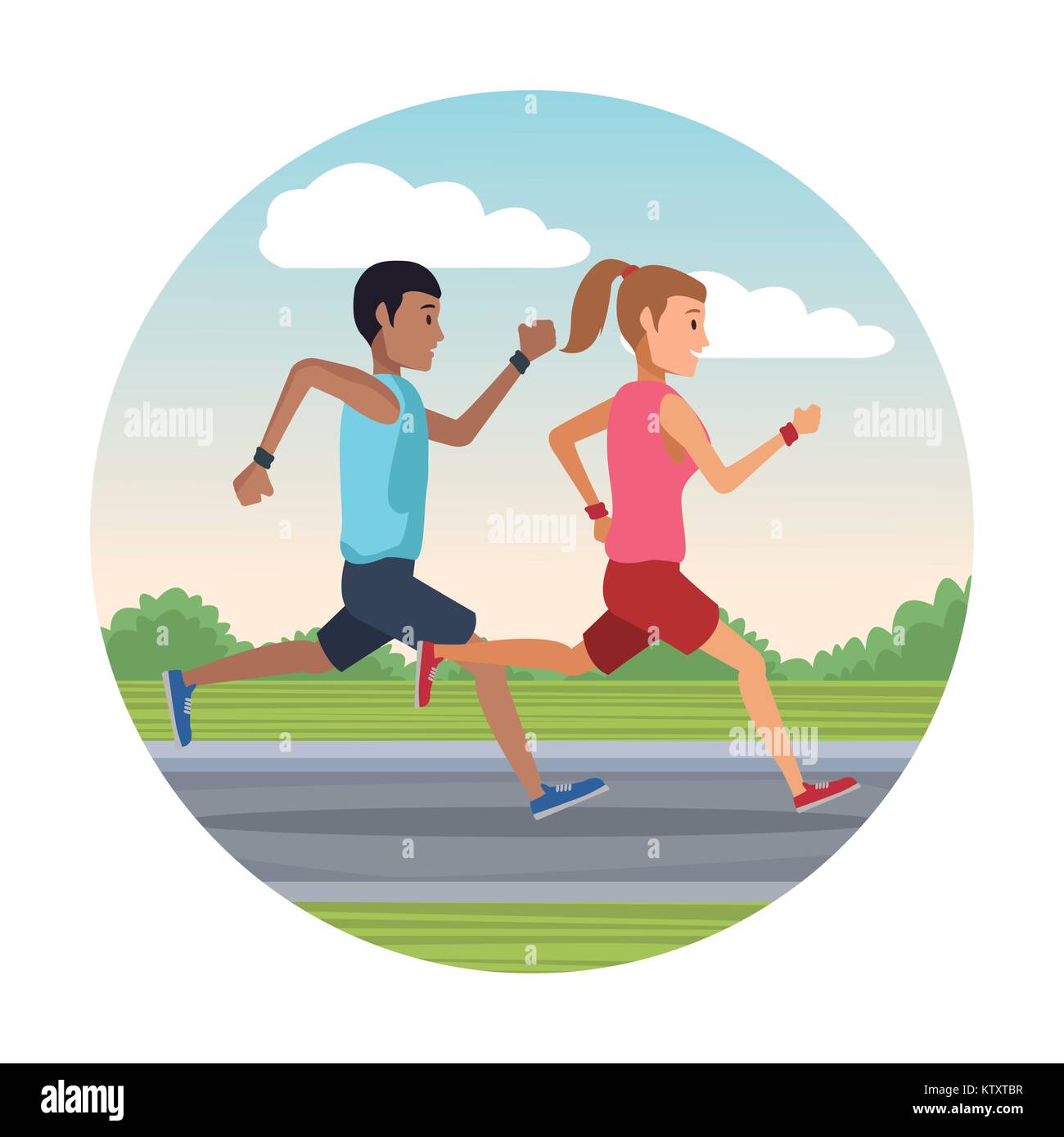 couple running outside round icon Stock Vector Image & Art - Alamy