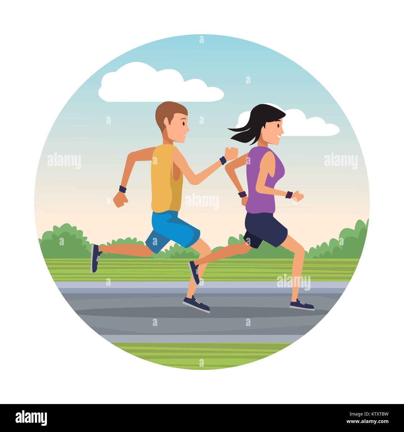 couple running outside round icon Stock Vector Image & Art - Alamy