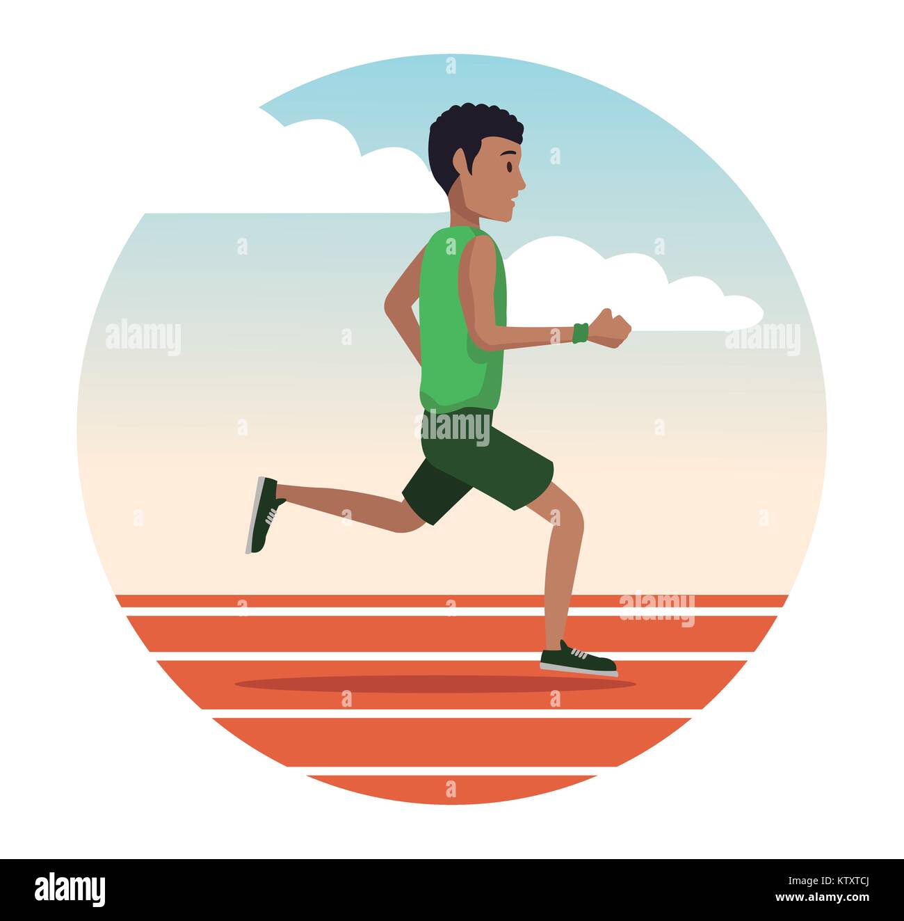 Man running on track round icon Stock Vector Image & Art - Alamy
