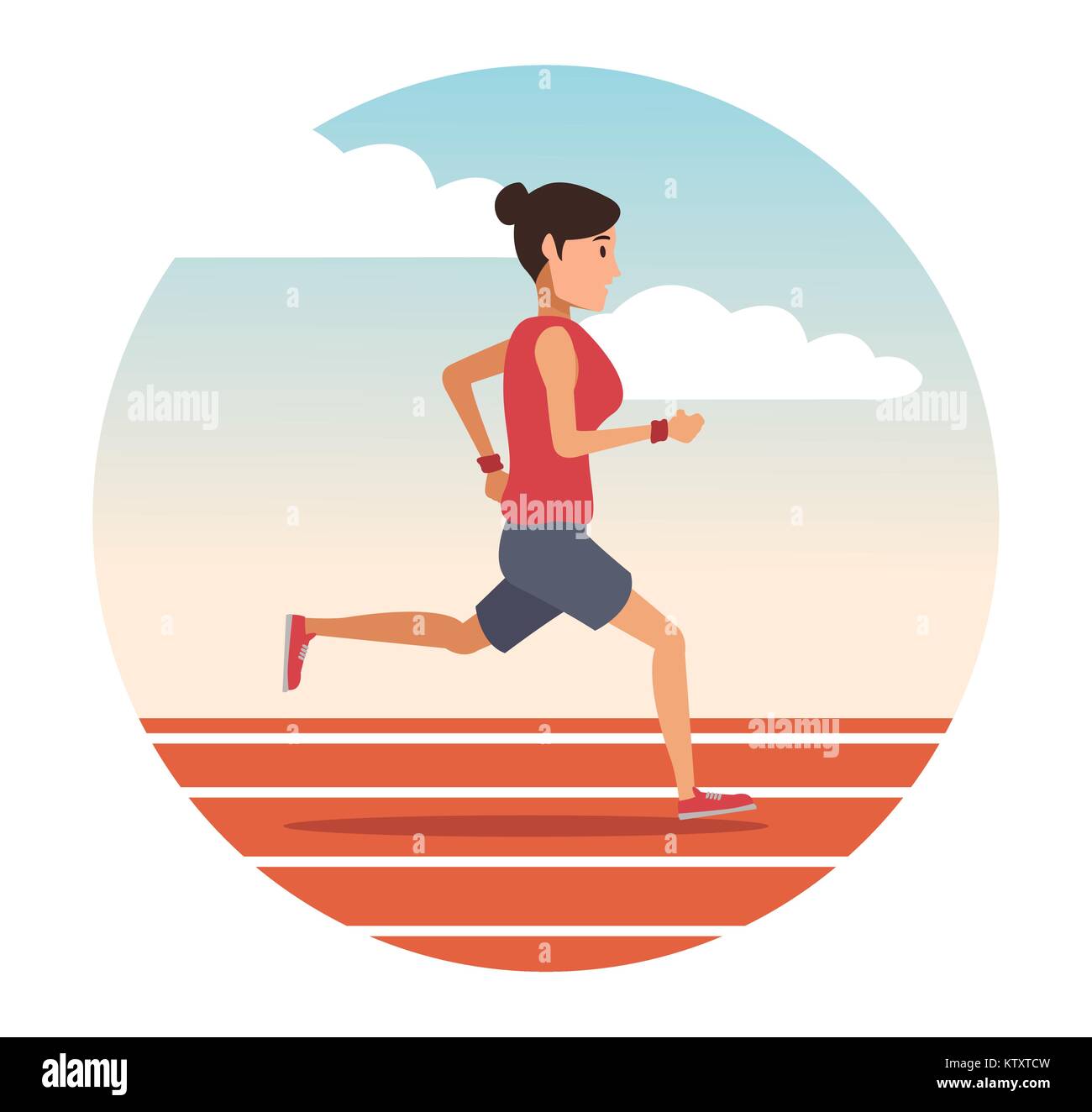 Woman running on track round icon Stock Vector Image & Art - Alamy