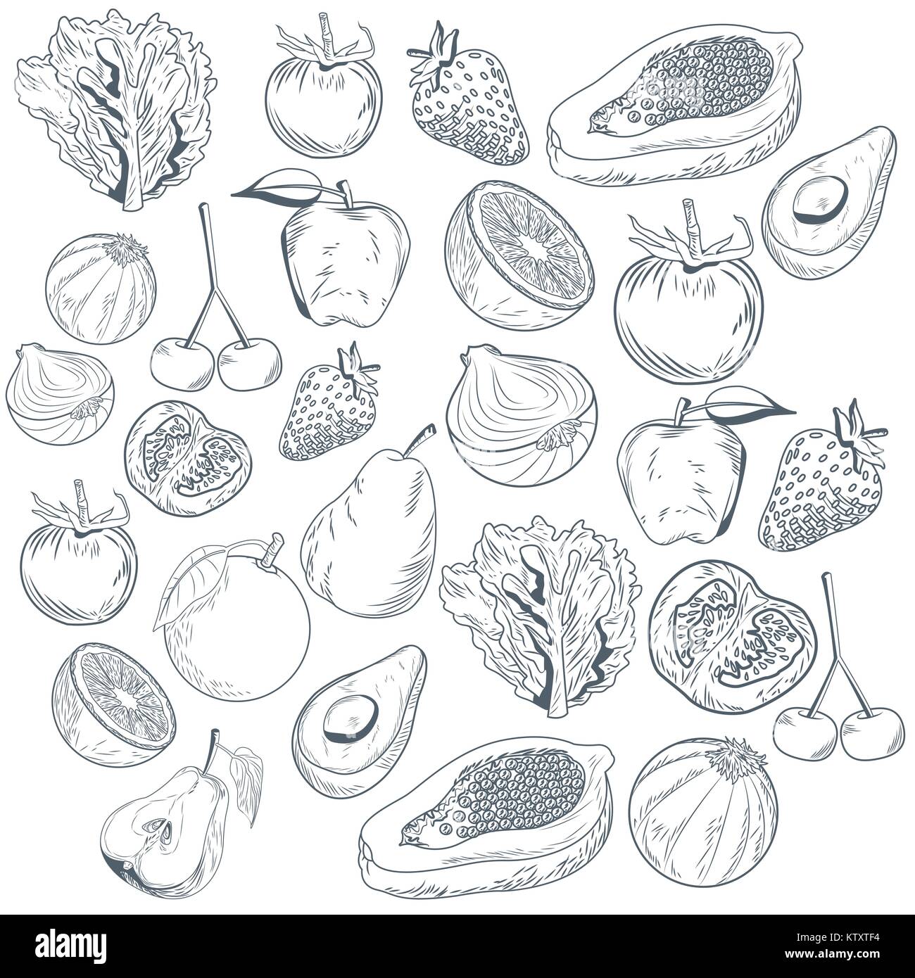 Vegetables and fruits hand draw Stock Vector Image & Art - Alamy