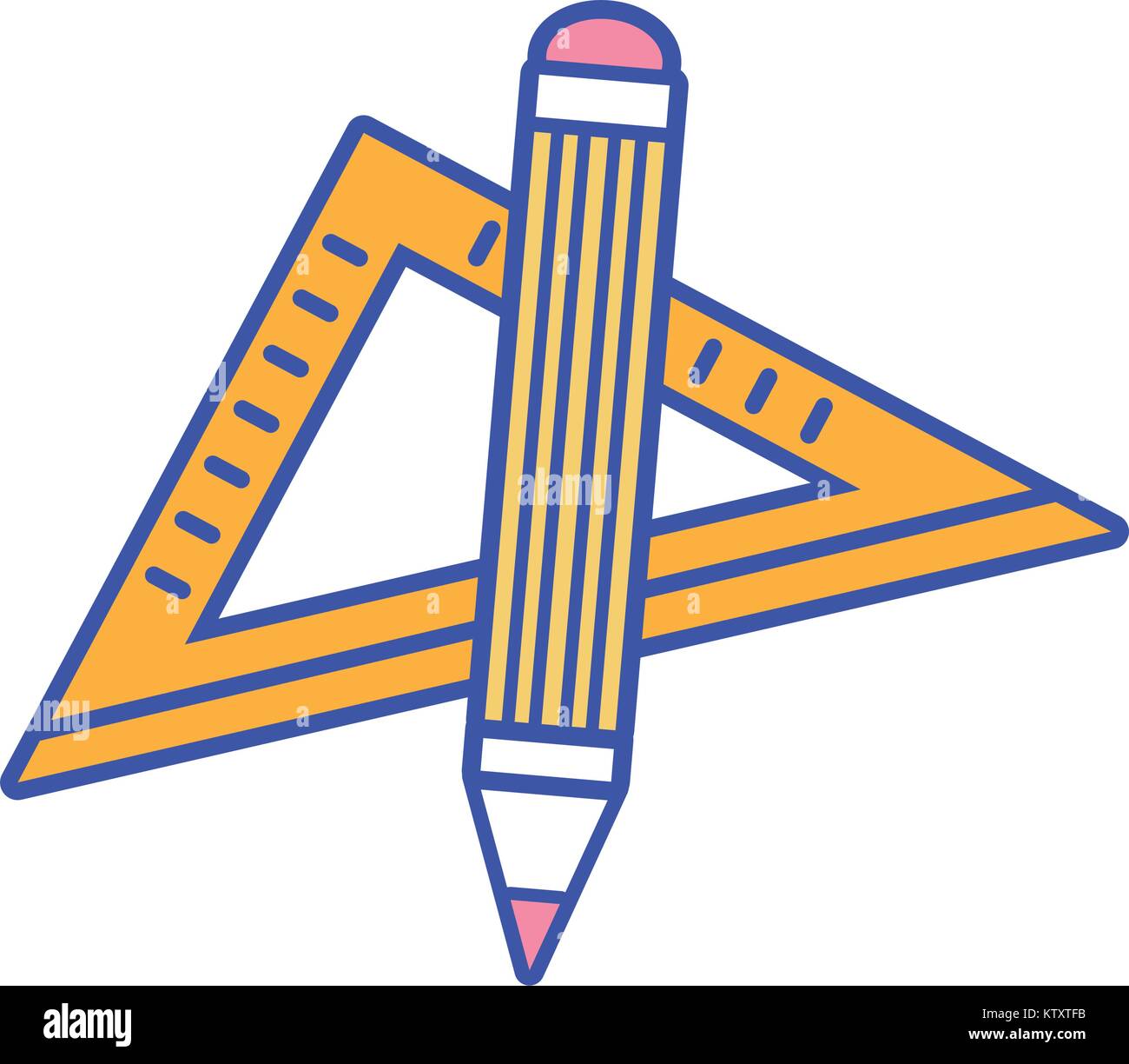 line color square ruler with pencil school tools Stock Vector Image ...