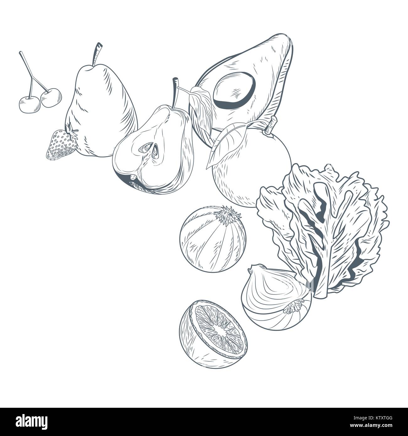 Vegetables and fruits falling hadn draw Stock Vector Image & Art - Alamy