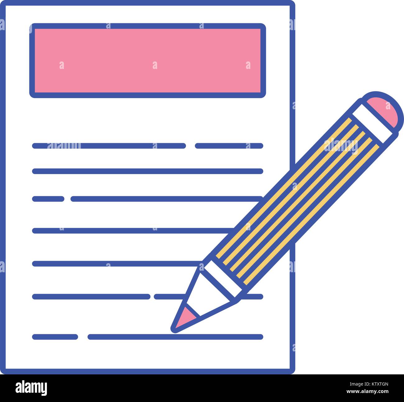 line color paper document with pencil tool design Stock Vector Image ...