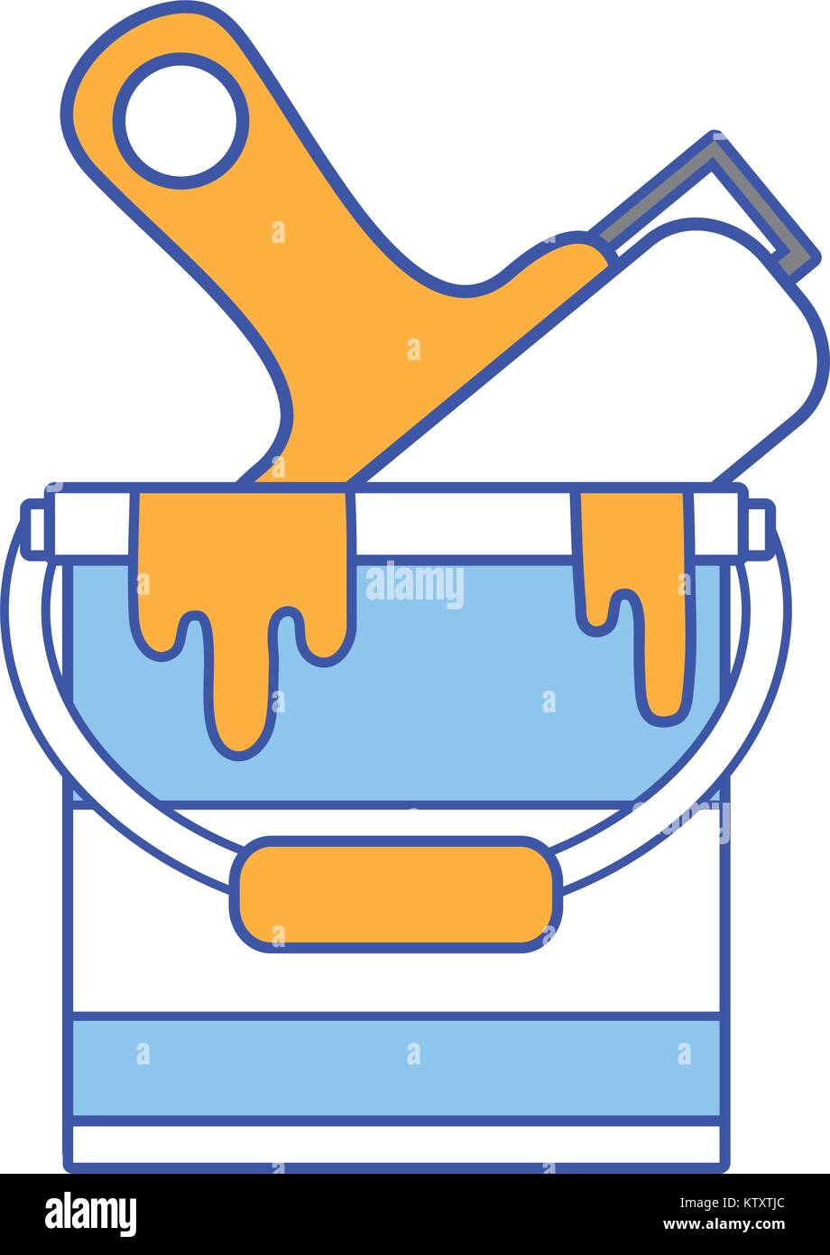 line color paint can with roller art design Stock Vector Image & Art ...