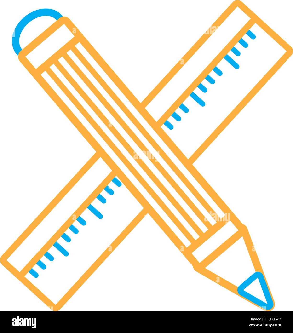 silhouette ruler and pencil school tool education Stock Vector Image ...