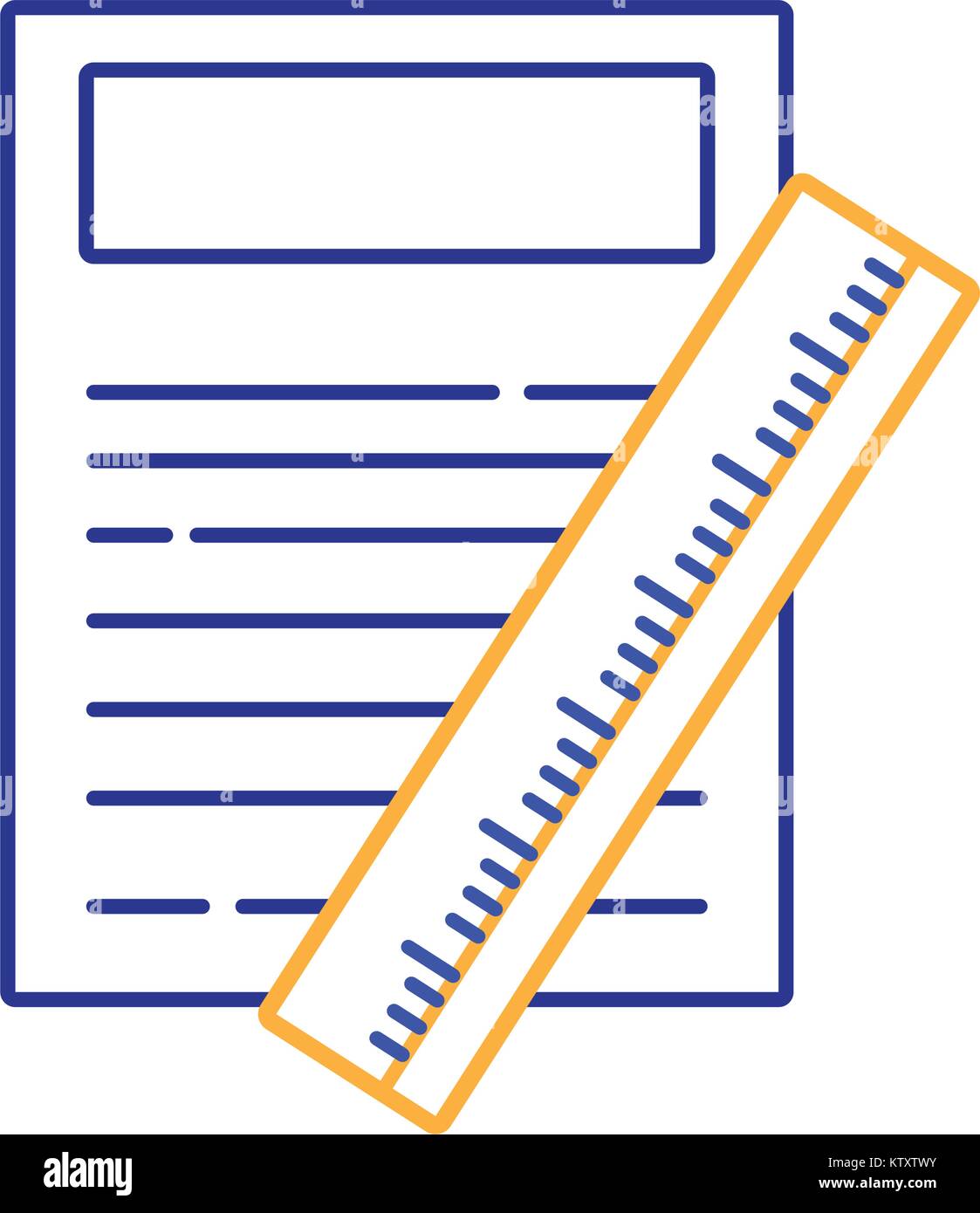 silhouette paper document with ruler object design Stock Vector Image ...