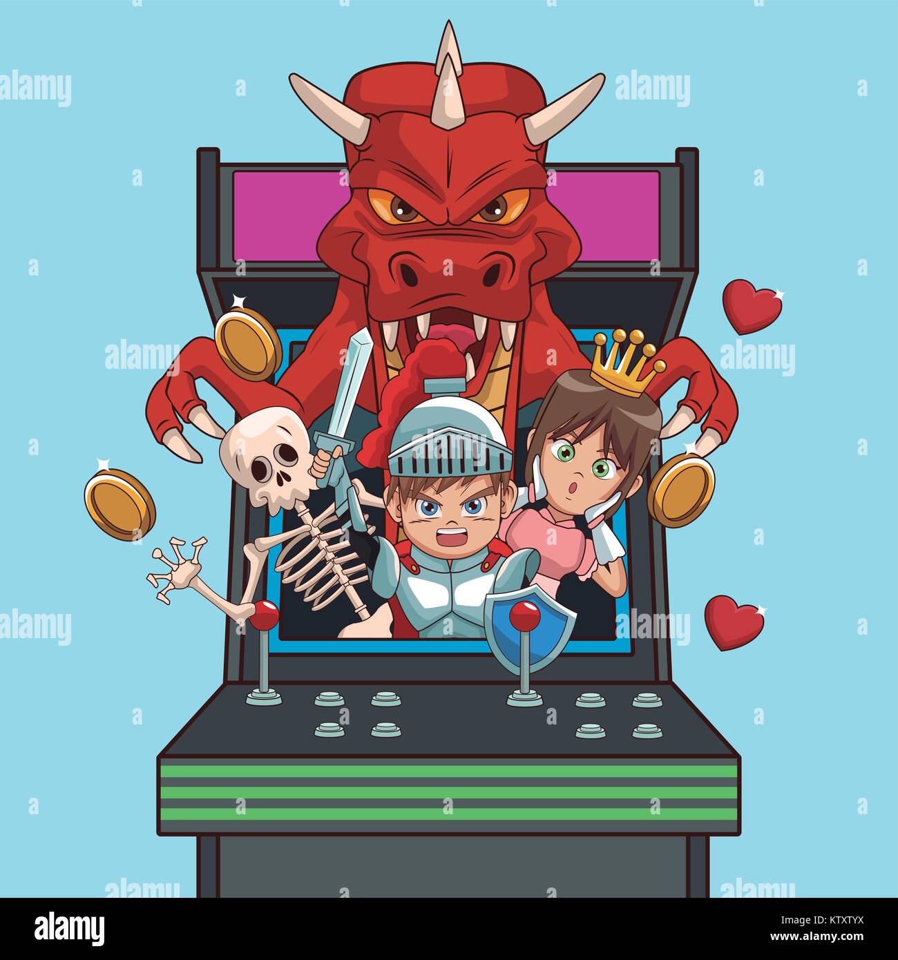 Videogames characters cartoons on arcade Stock Vector Image & Art - Alamy