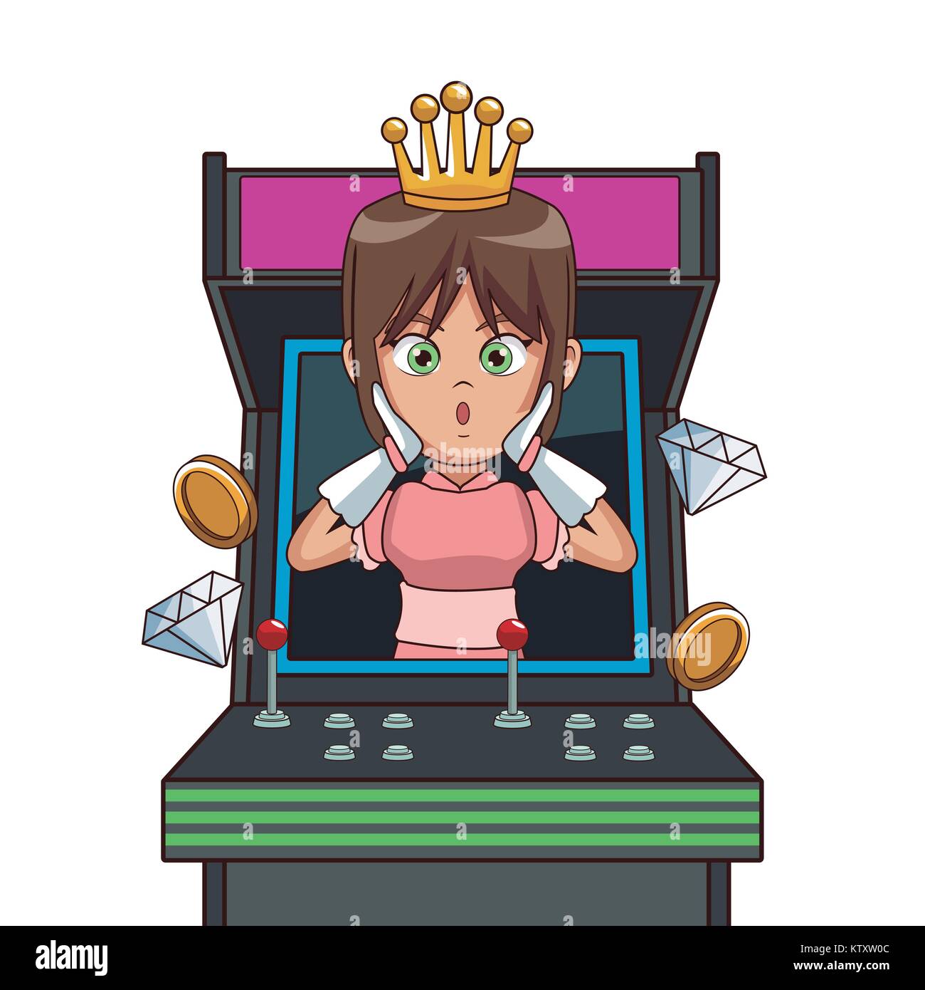 Princess videogame character cartoon on arcade Stock Vector Image & Art ...