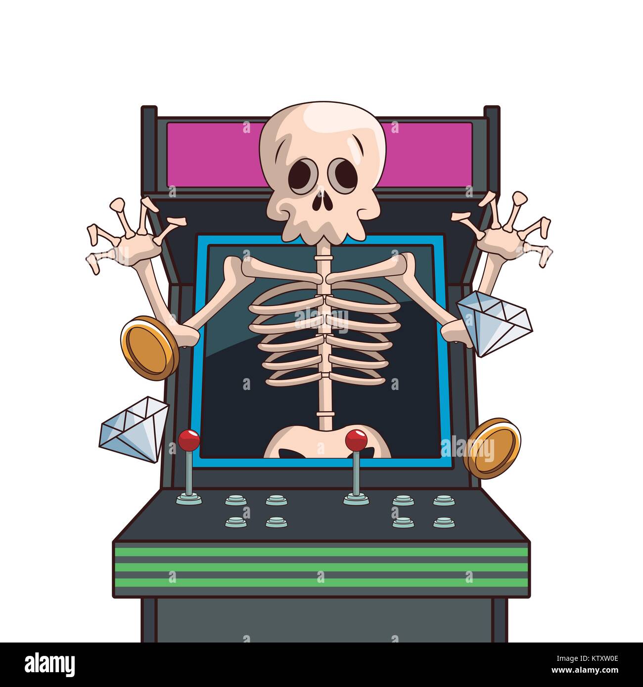 Skull videogame character cartoon on arcade Stock Vector Image & Art ...